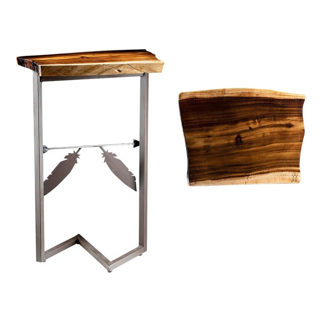 Percy Warcloud Edwards Live Edge Table - Feather Motif | Chairish