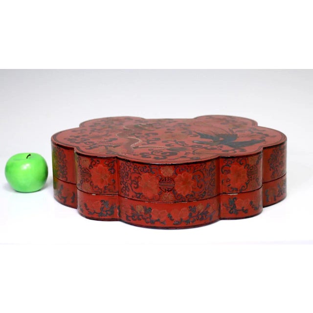 Large Antique Chinese Red Lacquer Lion-Shaped Box With Dragon & Phoenix ...