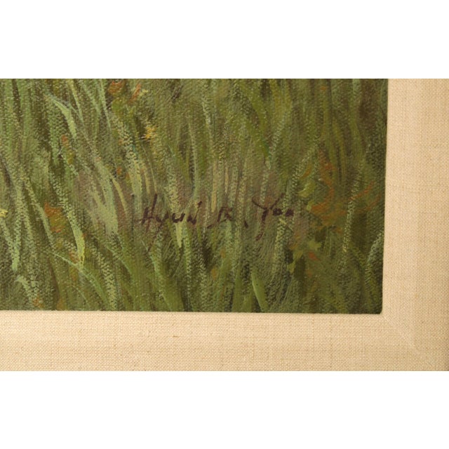 Hyun Bo Yoo 'Girl in Flower Field' Framed Oil Painting | Chairish