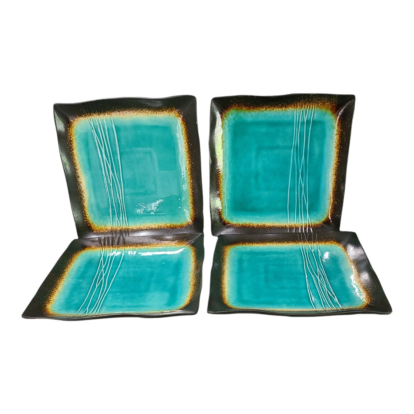 Late 20th Century Baum Brothers Galaxy Jade Style Eyes Square Dinner ...