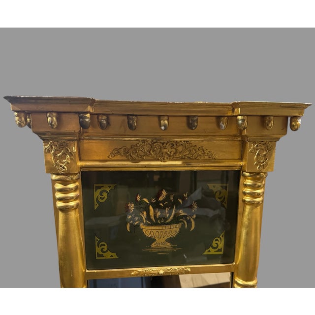 Antique Federal Empire Giltwood Hanging Wall Mirror With Reverse ...