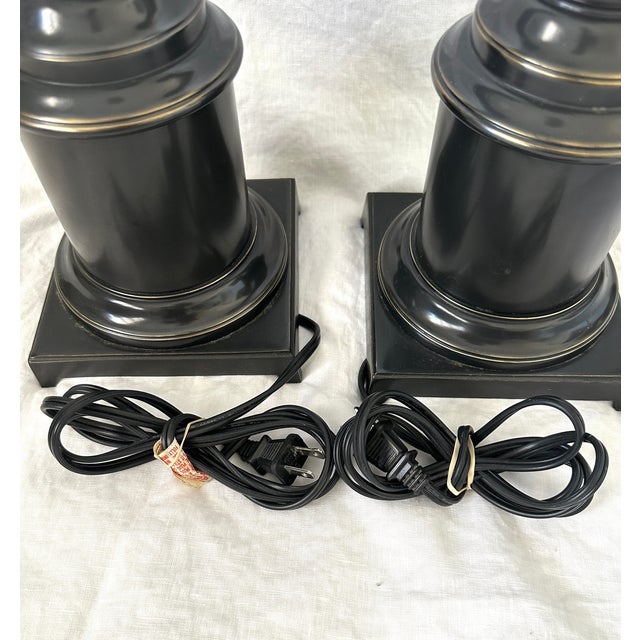 Restoration Hardware Bronzed Column Style Table Lamp-A Pair | Chairish