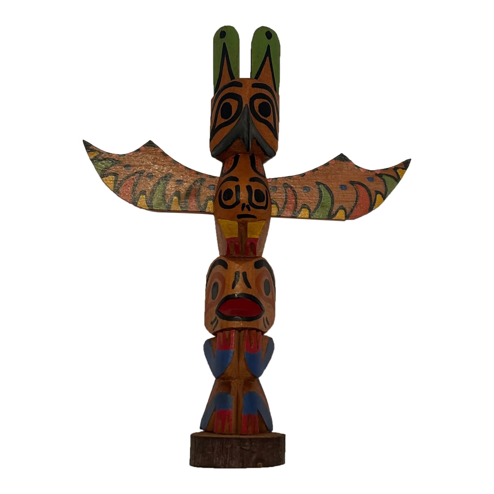 1920s Inuit Carved Wooden Miniature Totem | Chairish