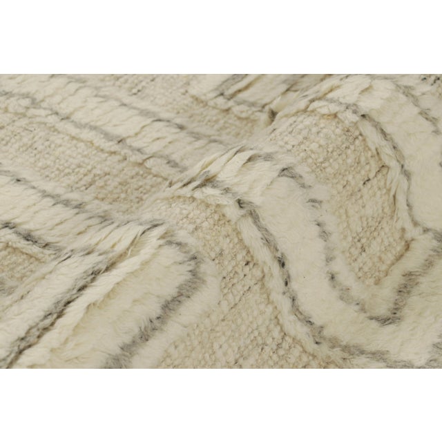 Rug & Kilim’s Modern Rug With White High-Low Geometric Patterns | Chairish