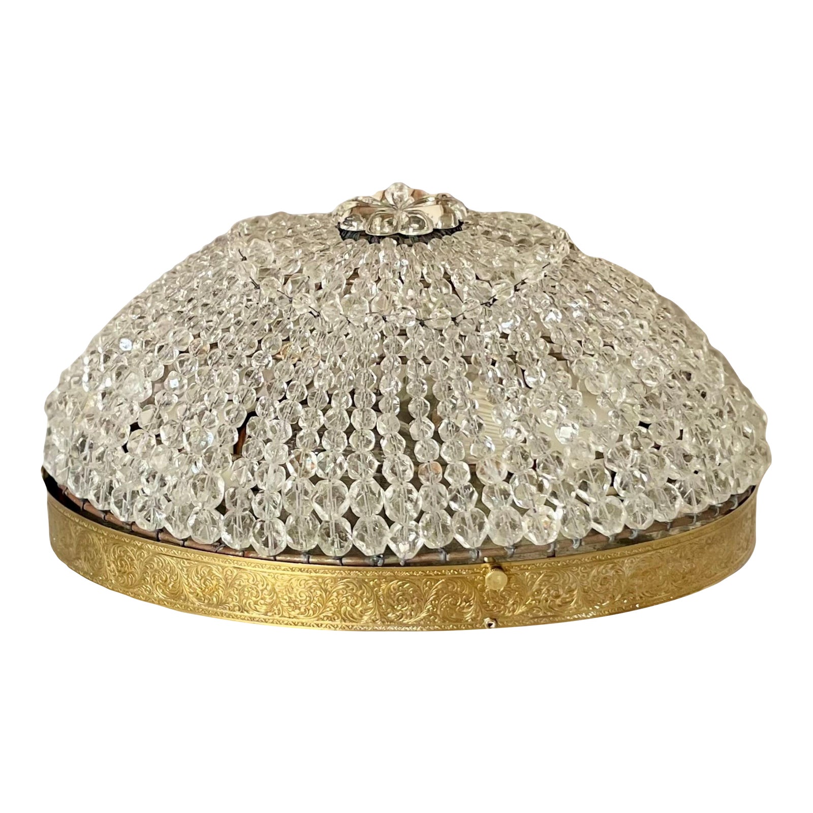 1930s Underwriters Laboratories Crystal Basket Light W/ Oval Brass Trim ...