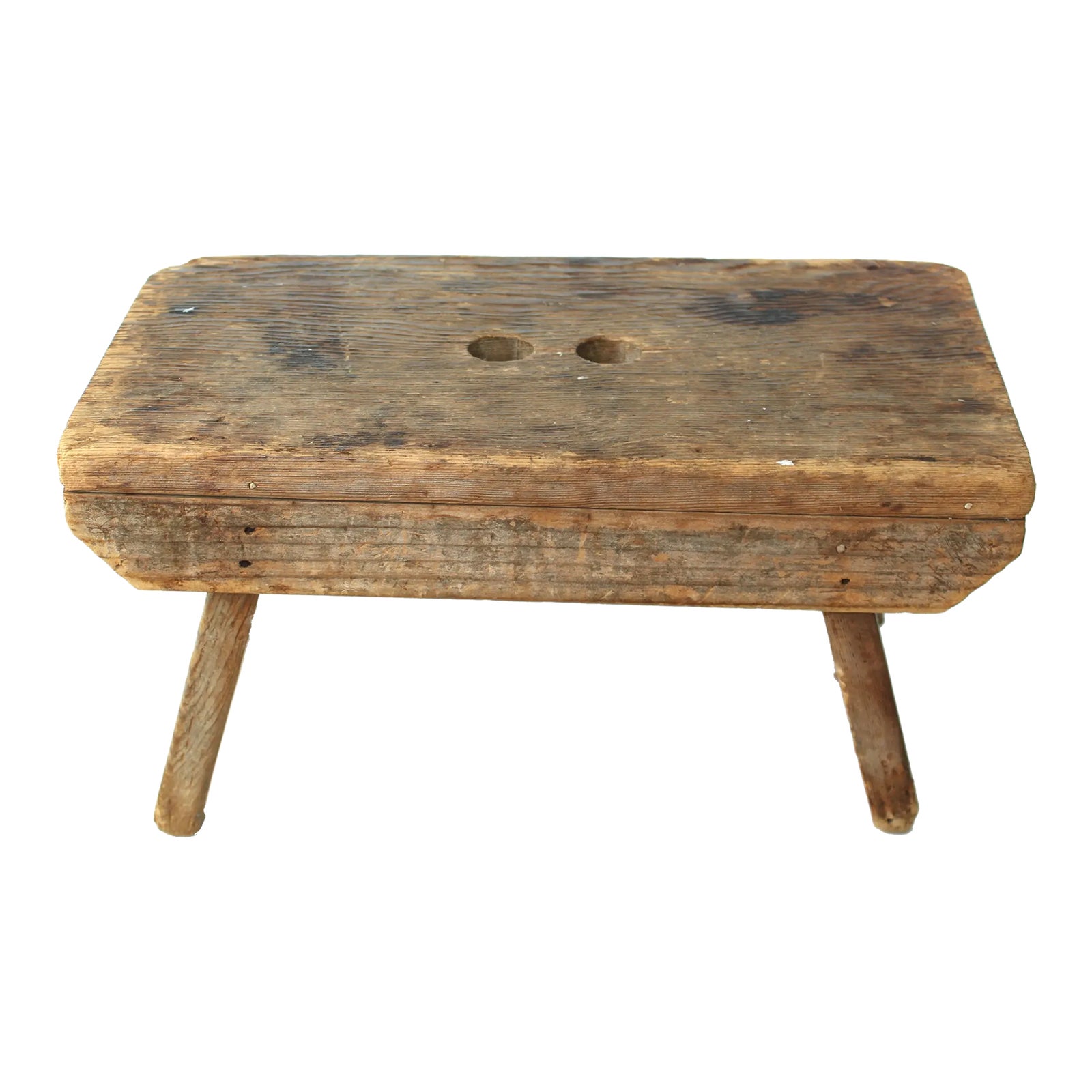 Rustic Pine Farmhouse Footstool/Riser, Raw Wood Finish | Chairish