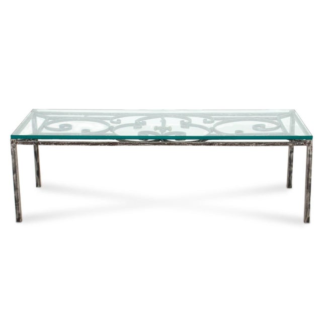 French Wrought Iron Grate Glass Top Coffee Table | Chairish