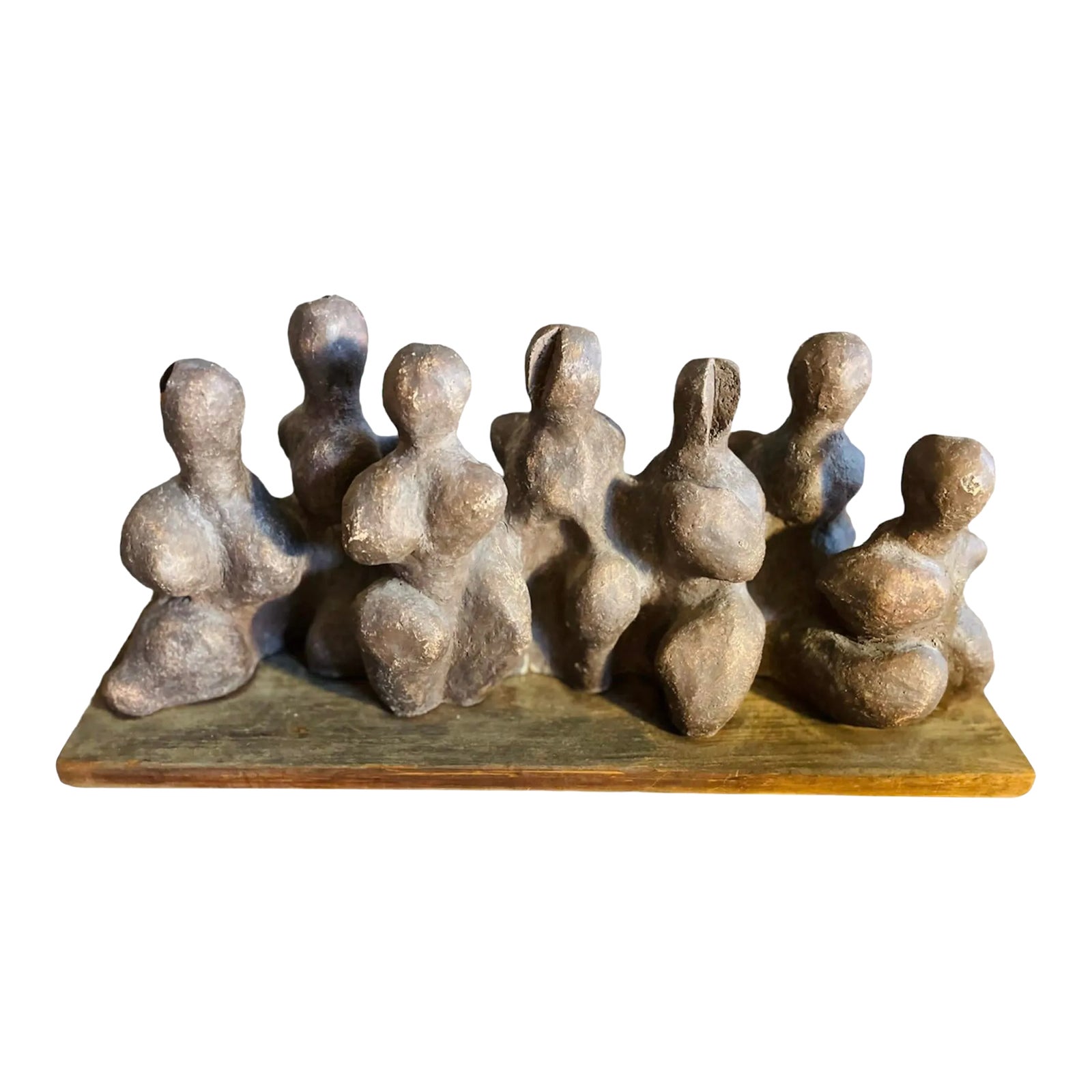 Vintage Cubist Clay Sculpture | Chairish