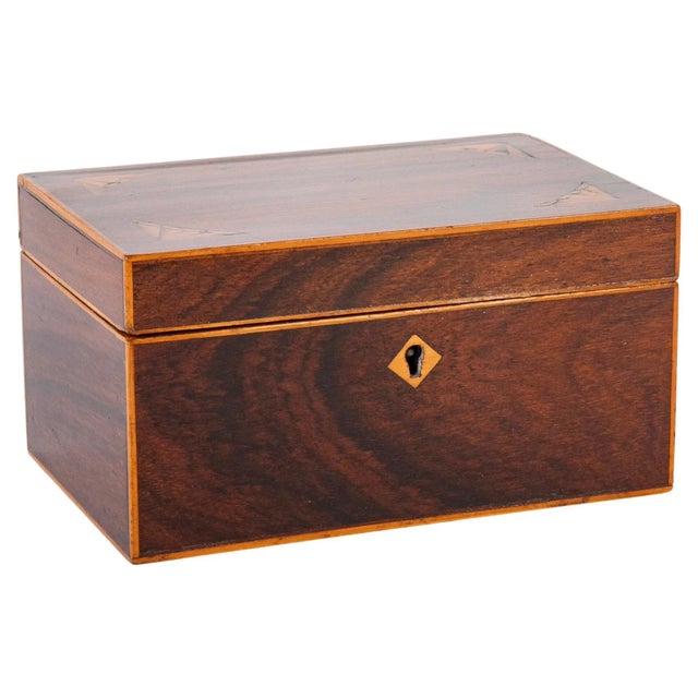 19th Century English Regency Mahogany Box With Satinwood Inlay | Chairish