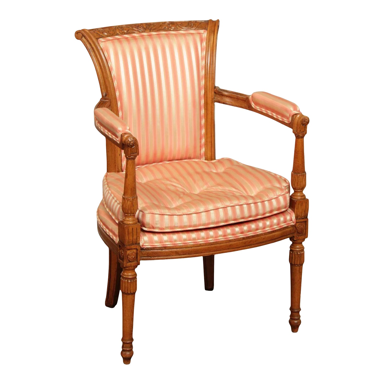 French Directoire Style Carved Fauteuil Arm Chair | Chairish