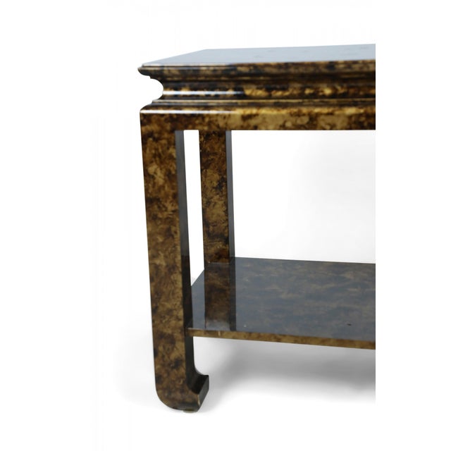 Faux Tortoise Shell Finished Console Table With Shelf | Chairish