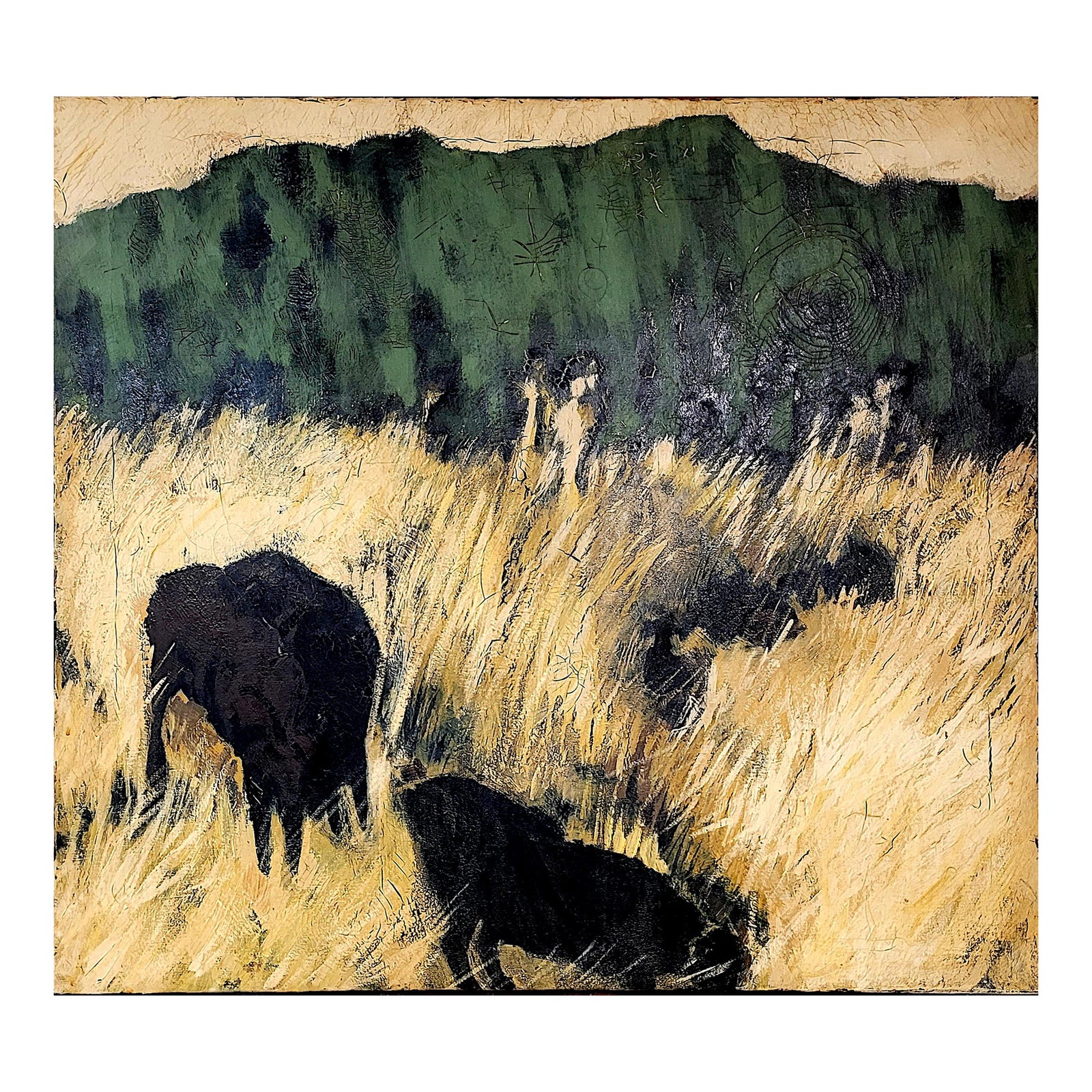 Signed 1960's "Buffalo Plains" Oil Painting | Chairish