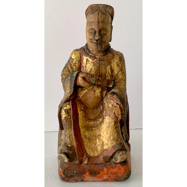 Antique Ca 16-17th Chinese Temple Figure Carved Wood Polychrome ...