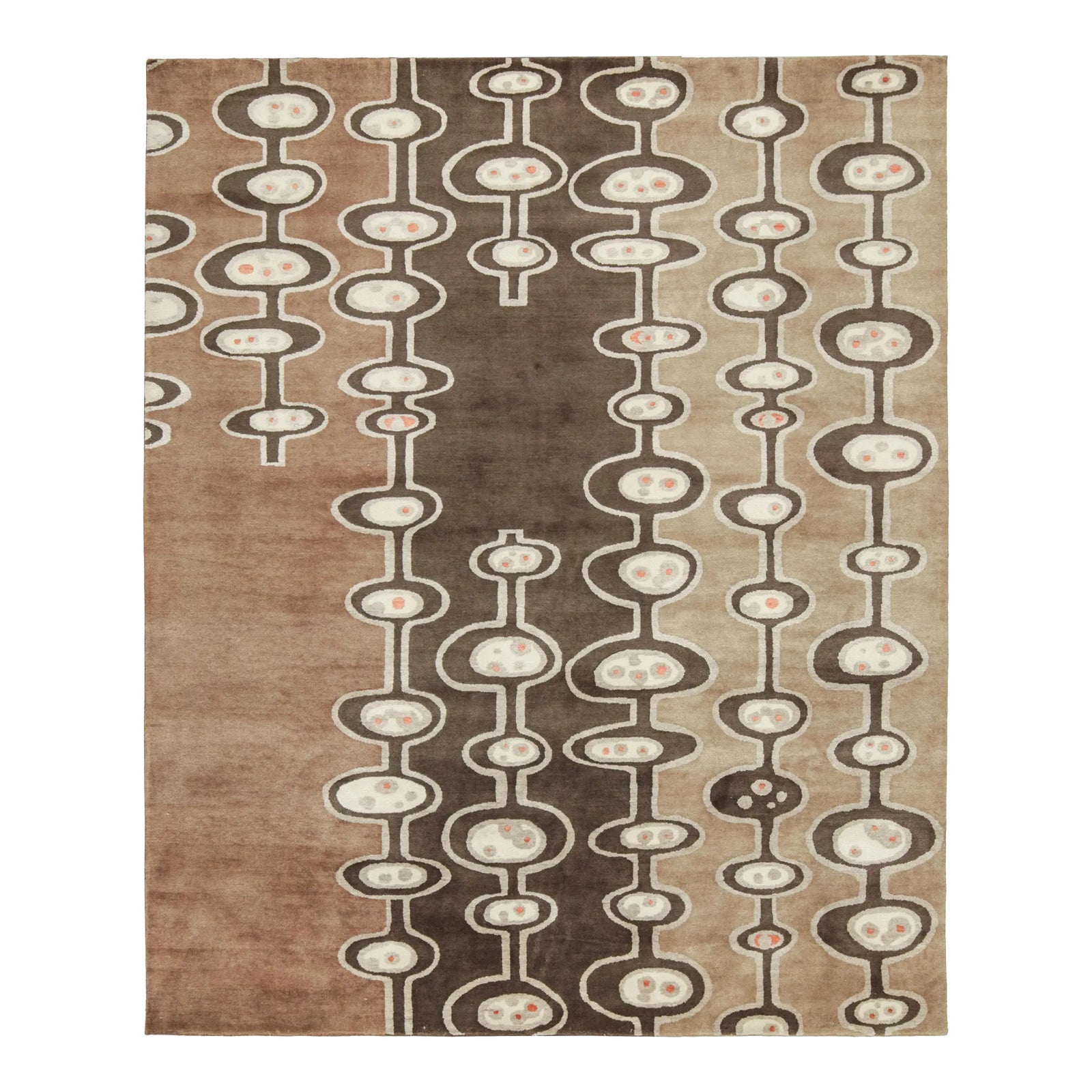 2010s Rug & Kilim’s Mid-Century Modern Style Rug in Brown and Silver ...