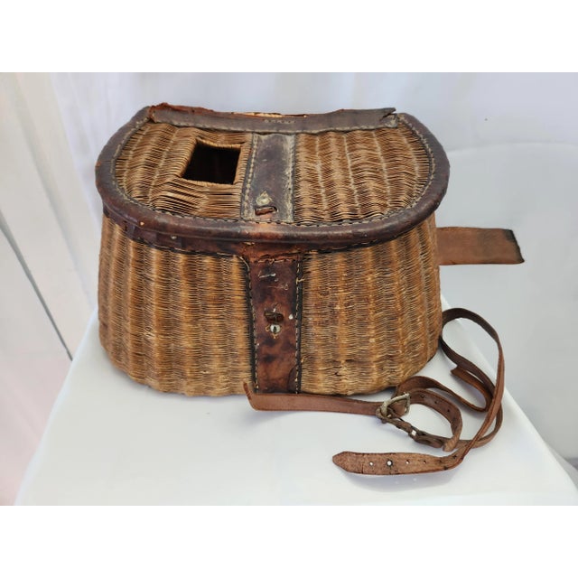 Antique 1900s Split Reed Fishing Creel | Chairish