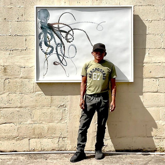 Vintage Abstract Original Pace Print on Paper of Octopus | Chairish