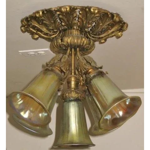 Caldwell Iridescent Shade Ceiling Light or Flush Mount | Chairish
