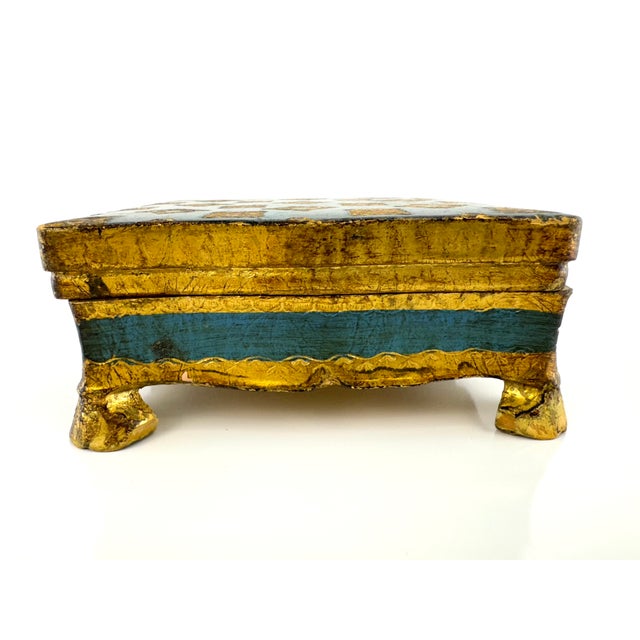 Vintage Mid Century Italian Hand Painted Footed Box | Chairish