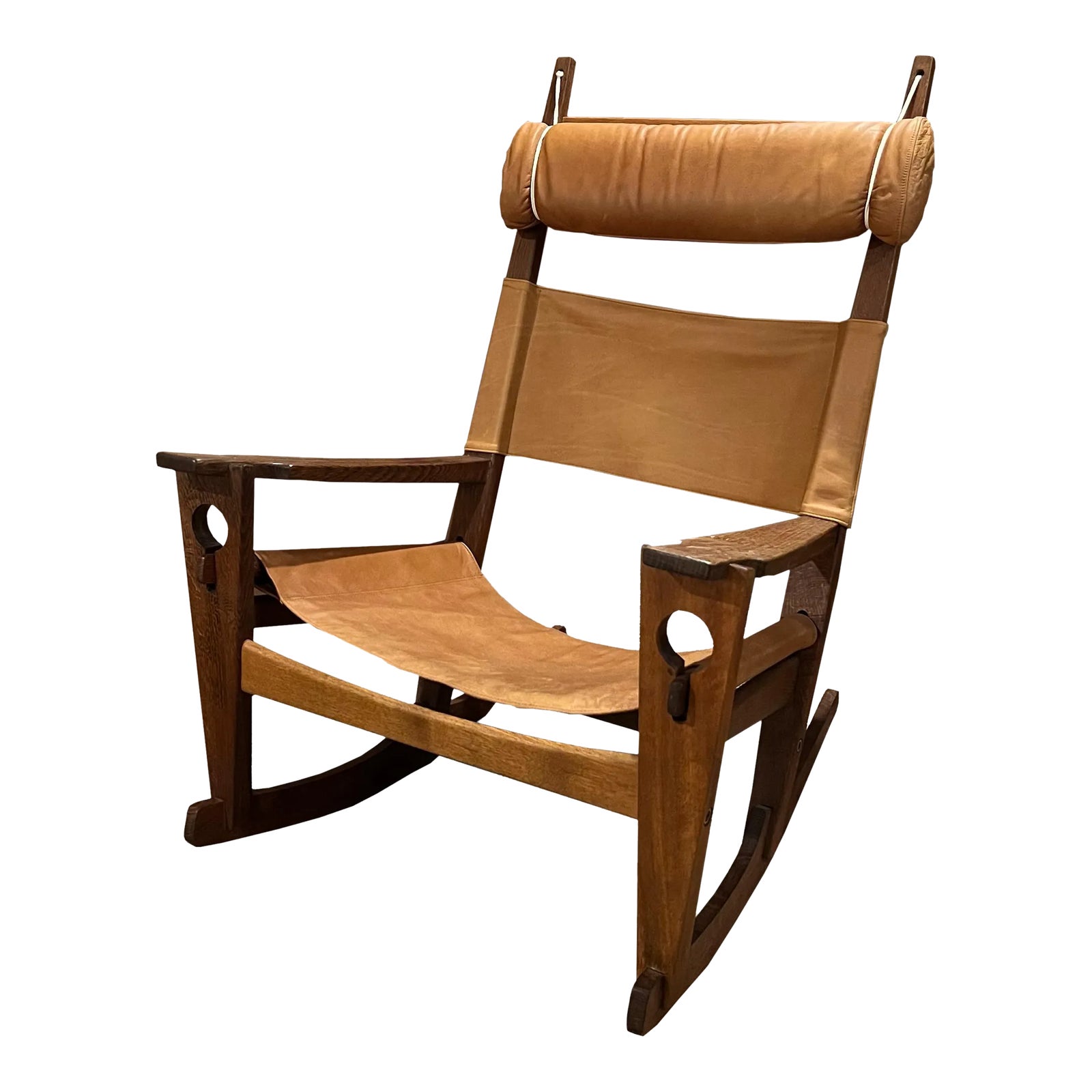 1960s Hans J Wegner 'The Keyhole' Rocking Chair With Chestnut Leather ...