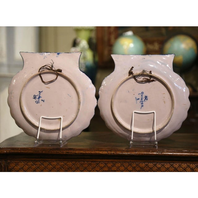 Pair of 19th Century French Painted Faience Shell-Form Platters Signed ...