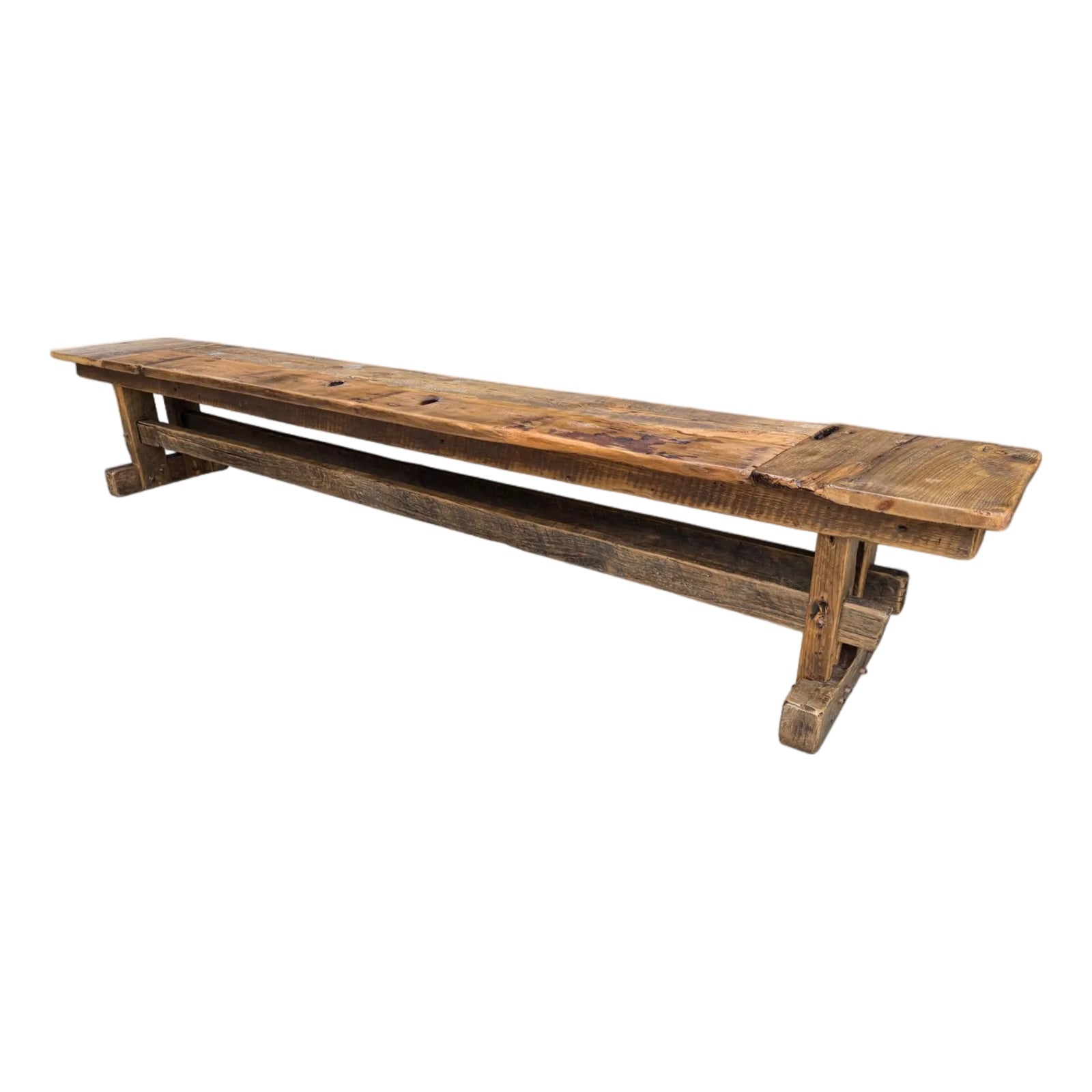 84" Breadboard Trestle Bench | Chairish