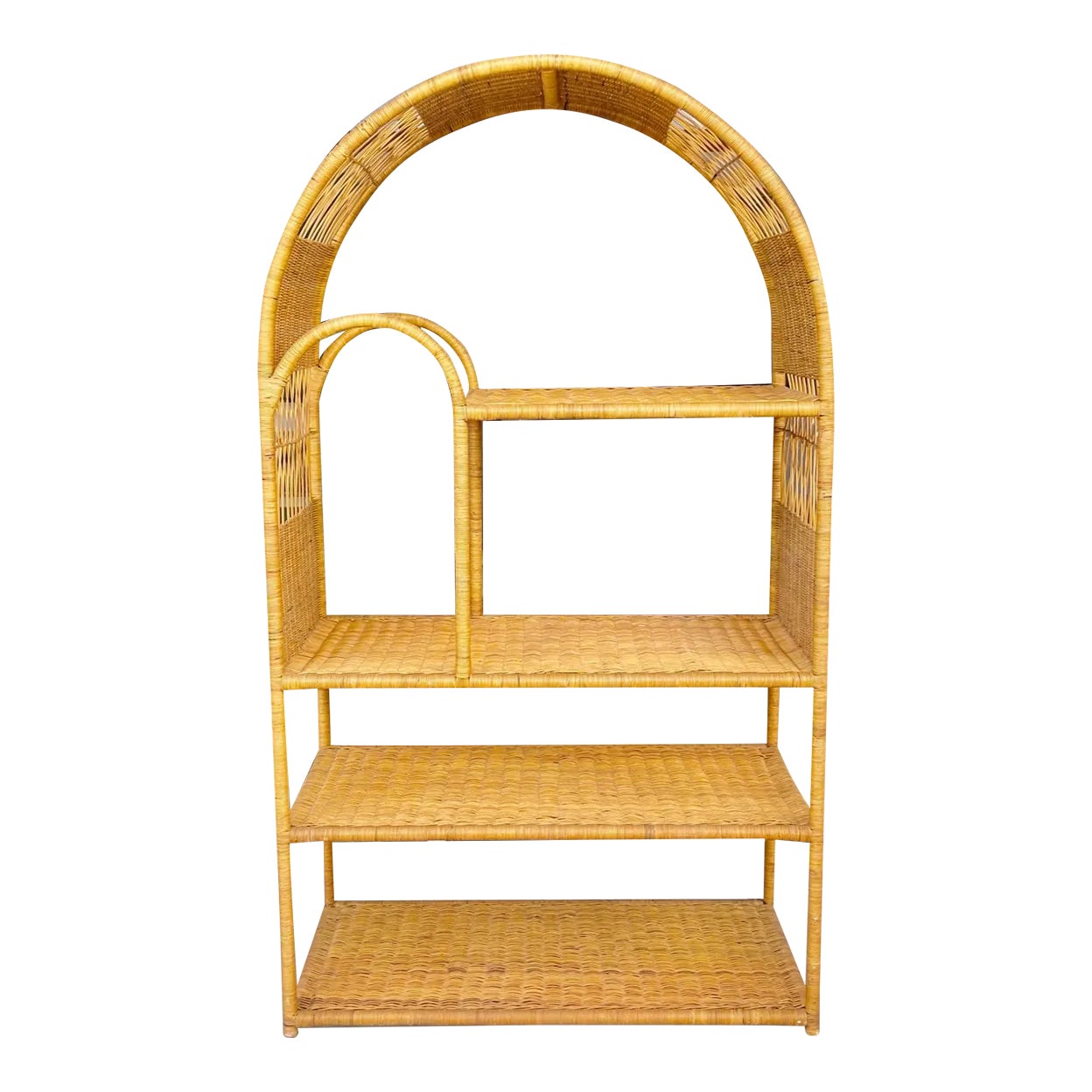 Large Double Arch Rattan Etagere From 80's | Chairish