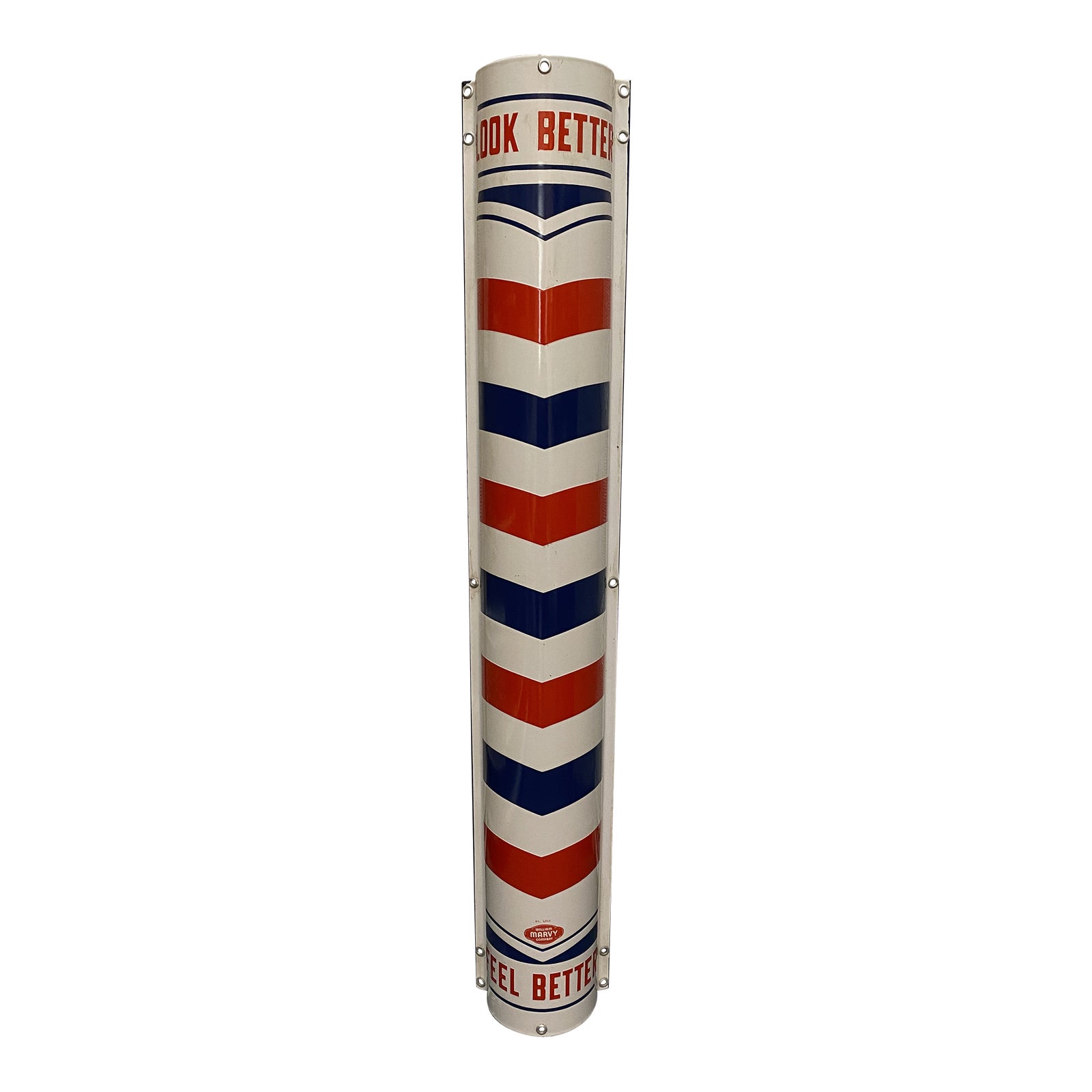 Vintage William Marvy Company Enameled Barber Sign | Chairish