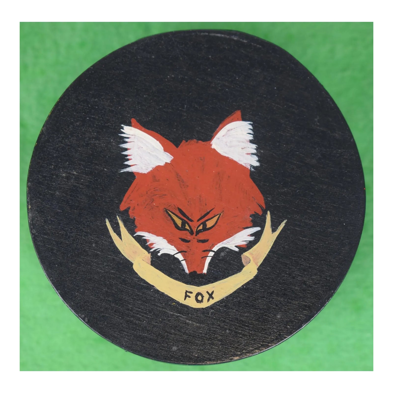 Mid 20th Century Hand-Painted Wooden Fox Mask Cufflink Box | Chairish