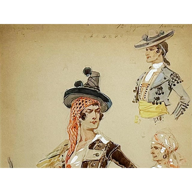 1908 "Torero" Antique Italian Bullfighter Costume Design Painting ...