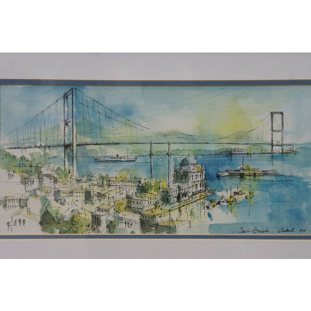 Isil Ozisik Istanbul Bridge Mosque Cityscape Harbour Watercolor ...