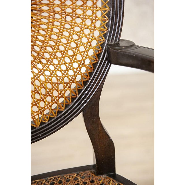 Walnut Rattan Armchair From the Early 20th Century | Chairish