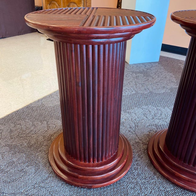 Mahogany Fluted Column Round Dining Table Bases - A Pair | Chairish