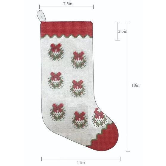 Christmas Wreath Needlepoint Stocking, Large | Chairish