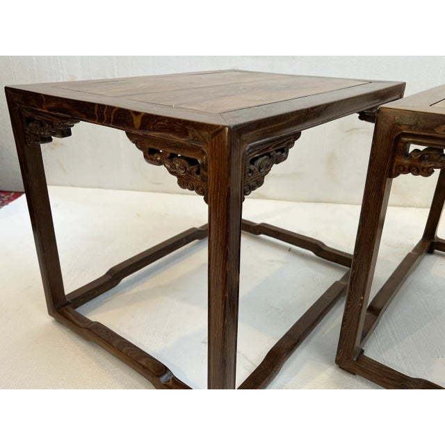 Pair of Ming Dynasty Style Jiajingmu Side Tables | Chairish