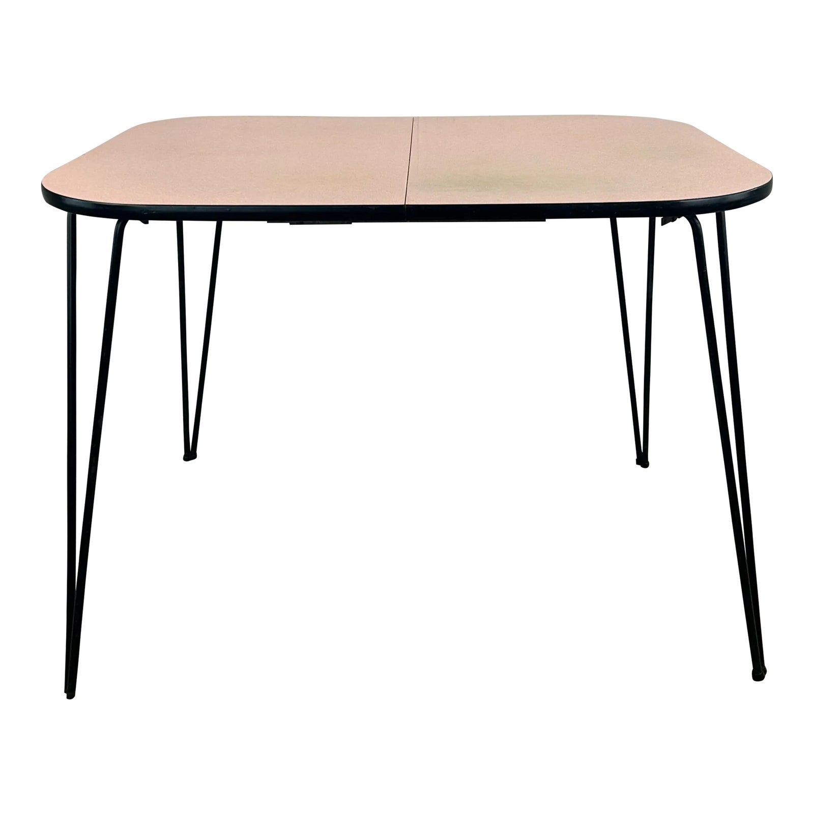 Mid Century Modern Pink Formica Kitchen Table With Hairpin Legs | Chairish