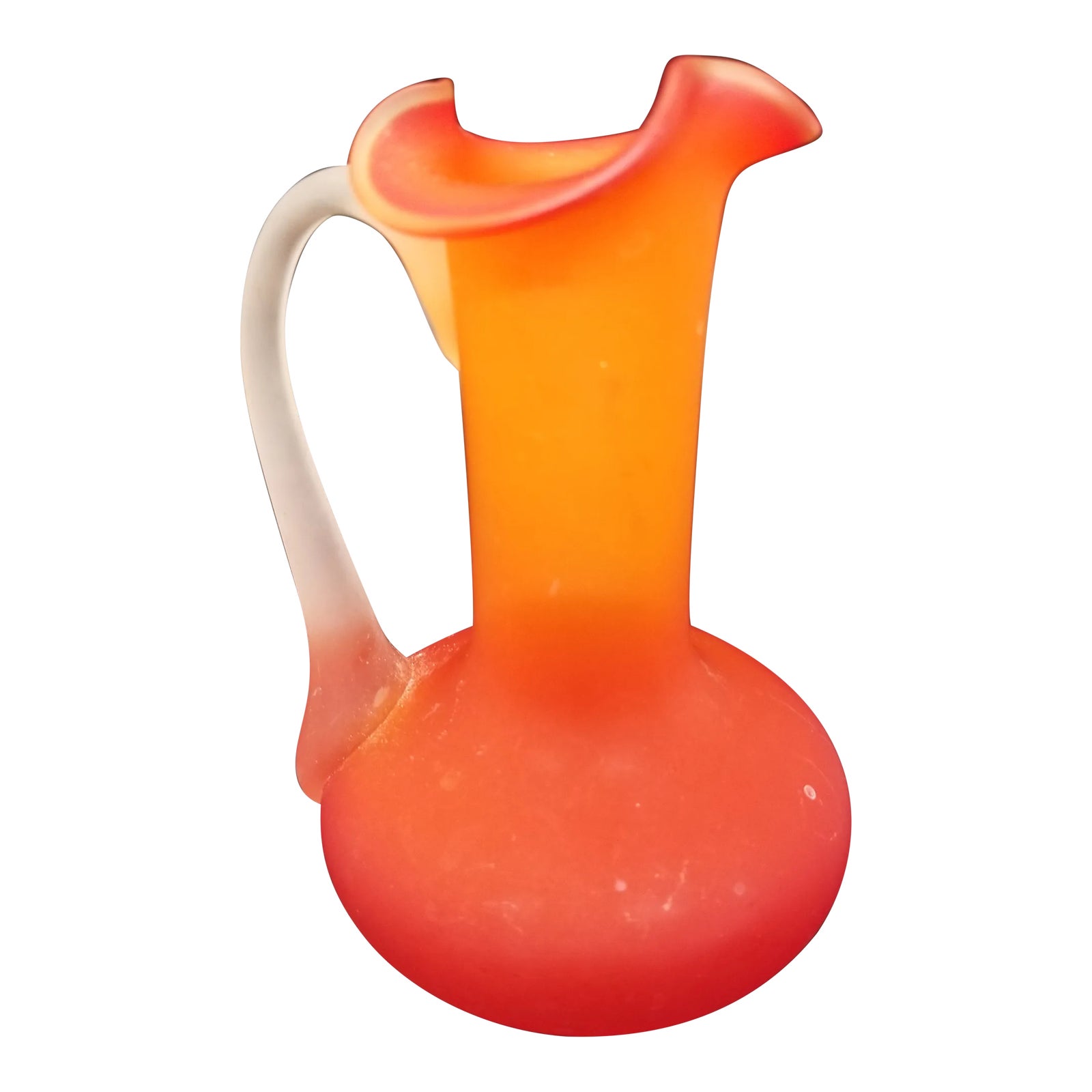 Vintage Miniature Satin Pilgrim Glass Hand Blown Pitcher | Chairish