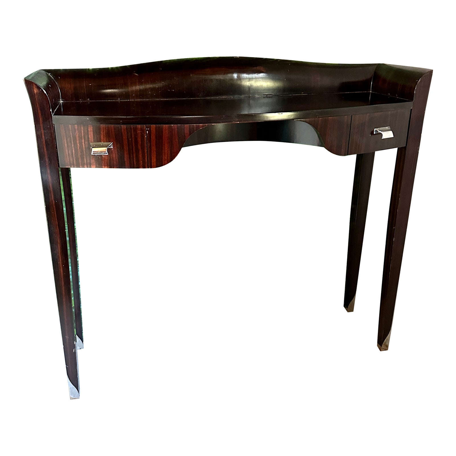1980s Vintage Decca Macassar Ebony Wood Vanity Side Table | Chairish