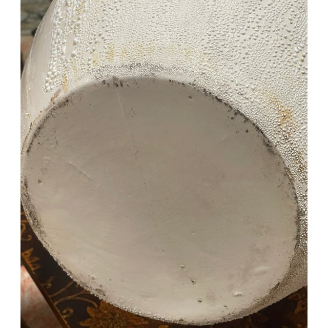 Vintage Large 26" Hand-Thrown White Textured Vase | Chairish