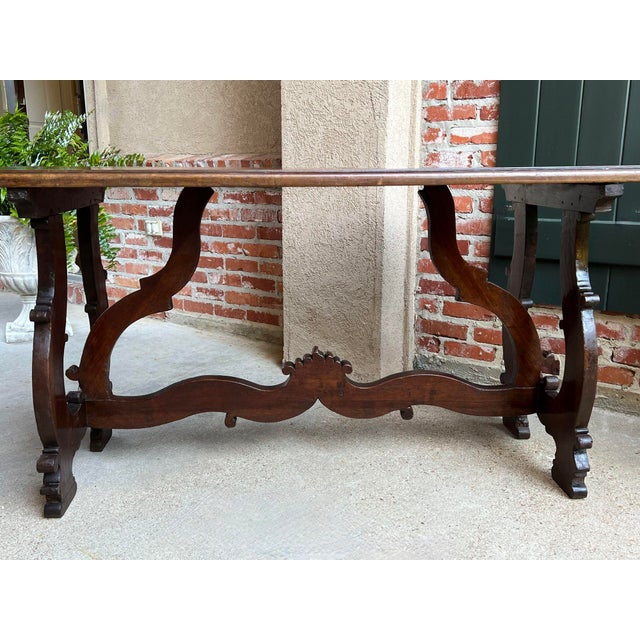 Antique Italian Trestle Dining Table Desk Walnut 6 Ft Console Table ...