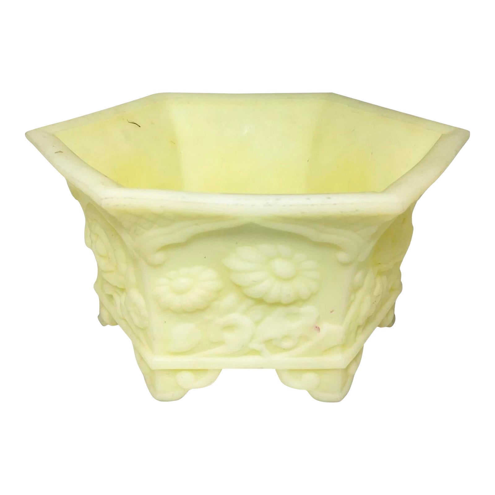1950s Light Yellow Fenton Hexagonal Footed Planter | Chairish
