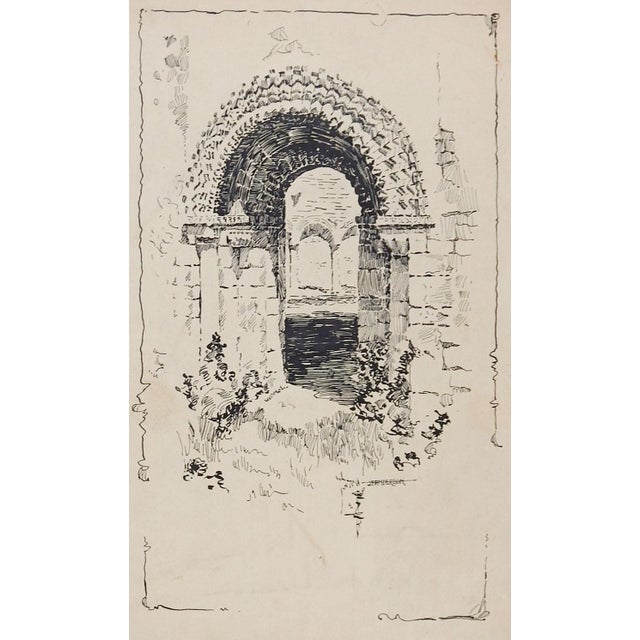 Antique Architectural Drawing Stone Archway | Chairish