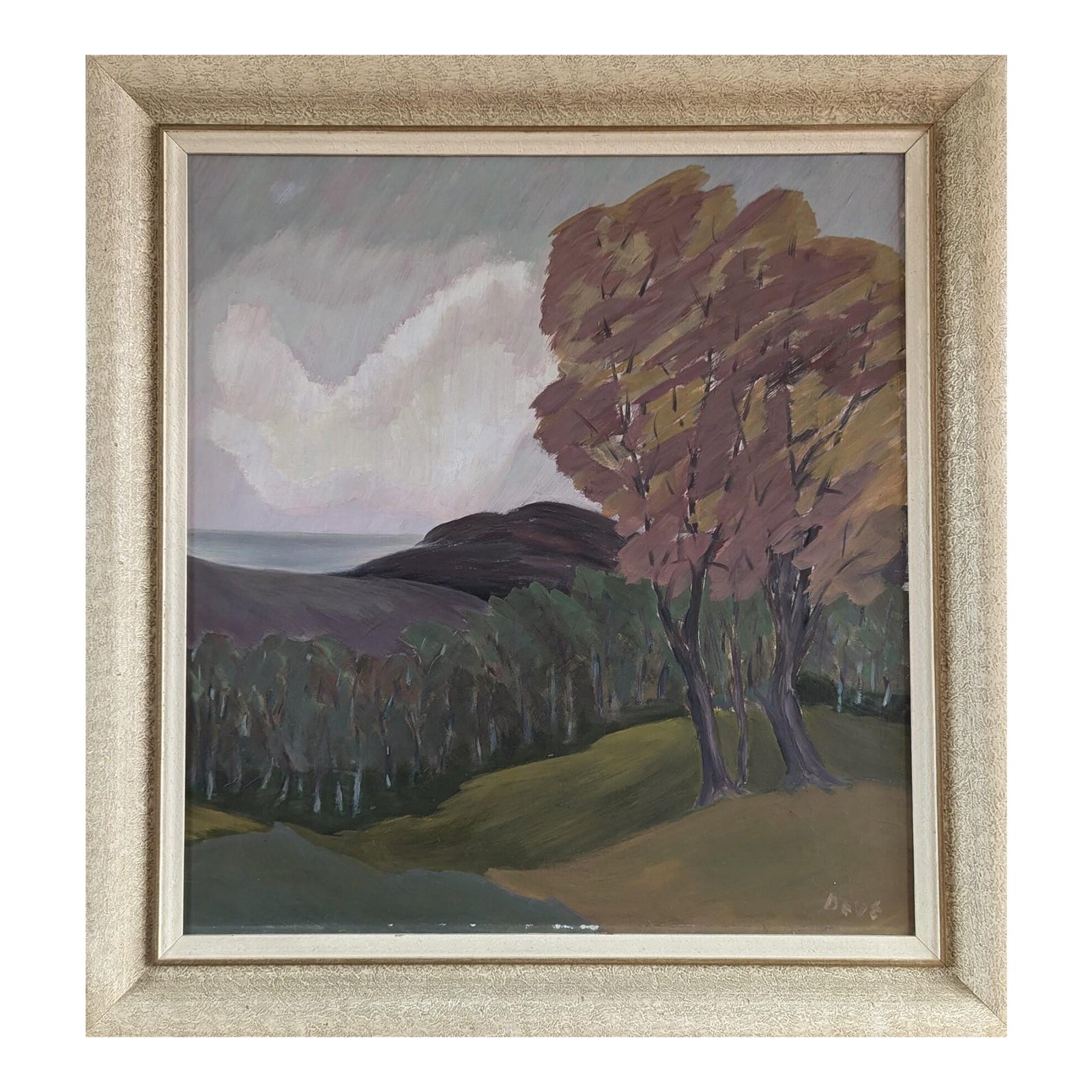 Mid-Century Modern 'Autumn Reverie' Vintage Original Landscape Oil ...