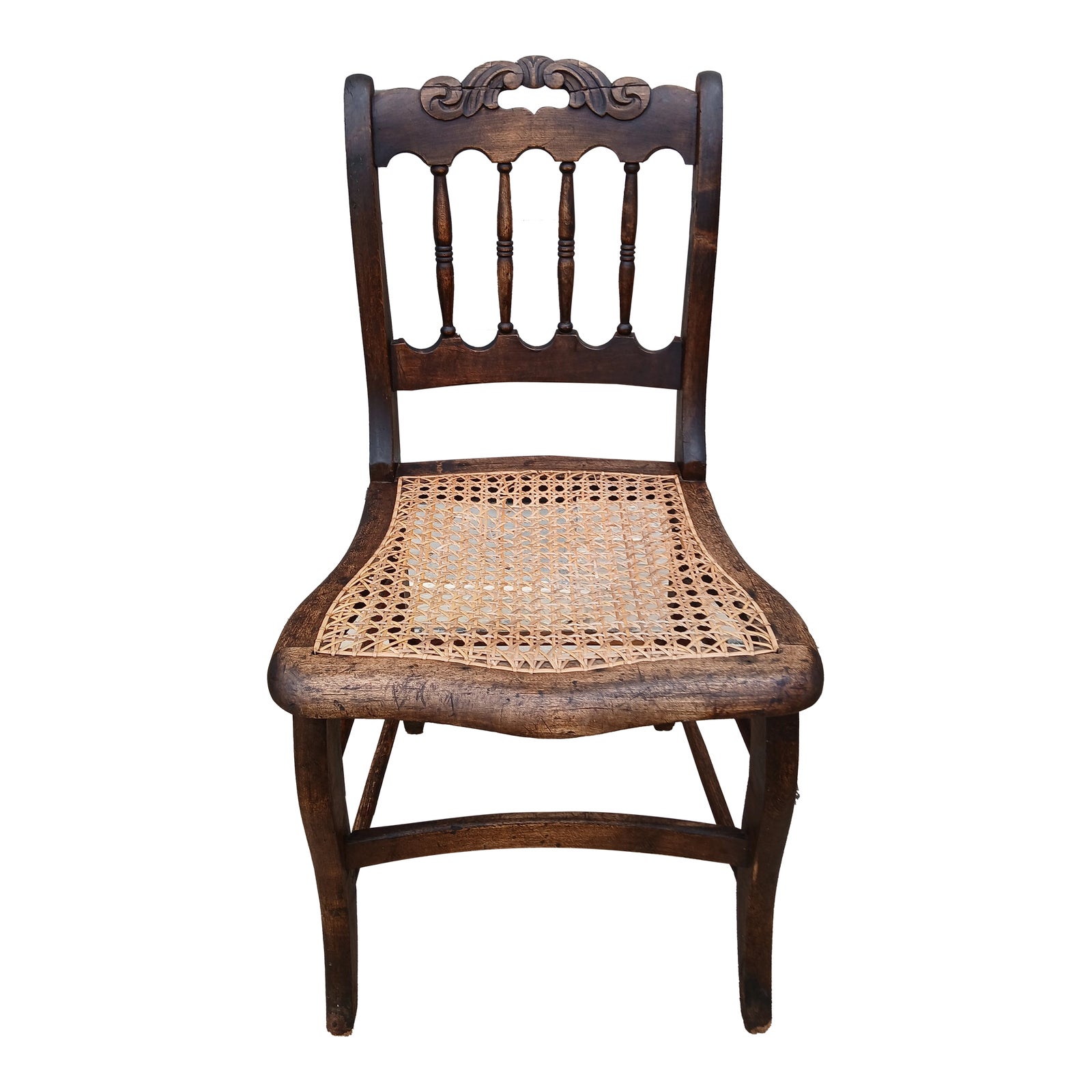 Rustic Antique Cane Bottom Chair | Chairish