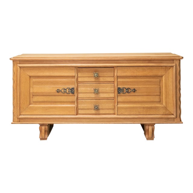 1940's French Scalloped Oak Sideboard | Chairish