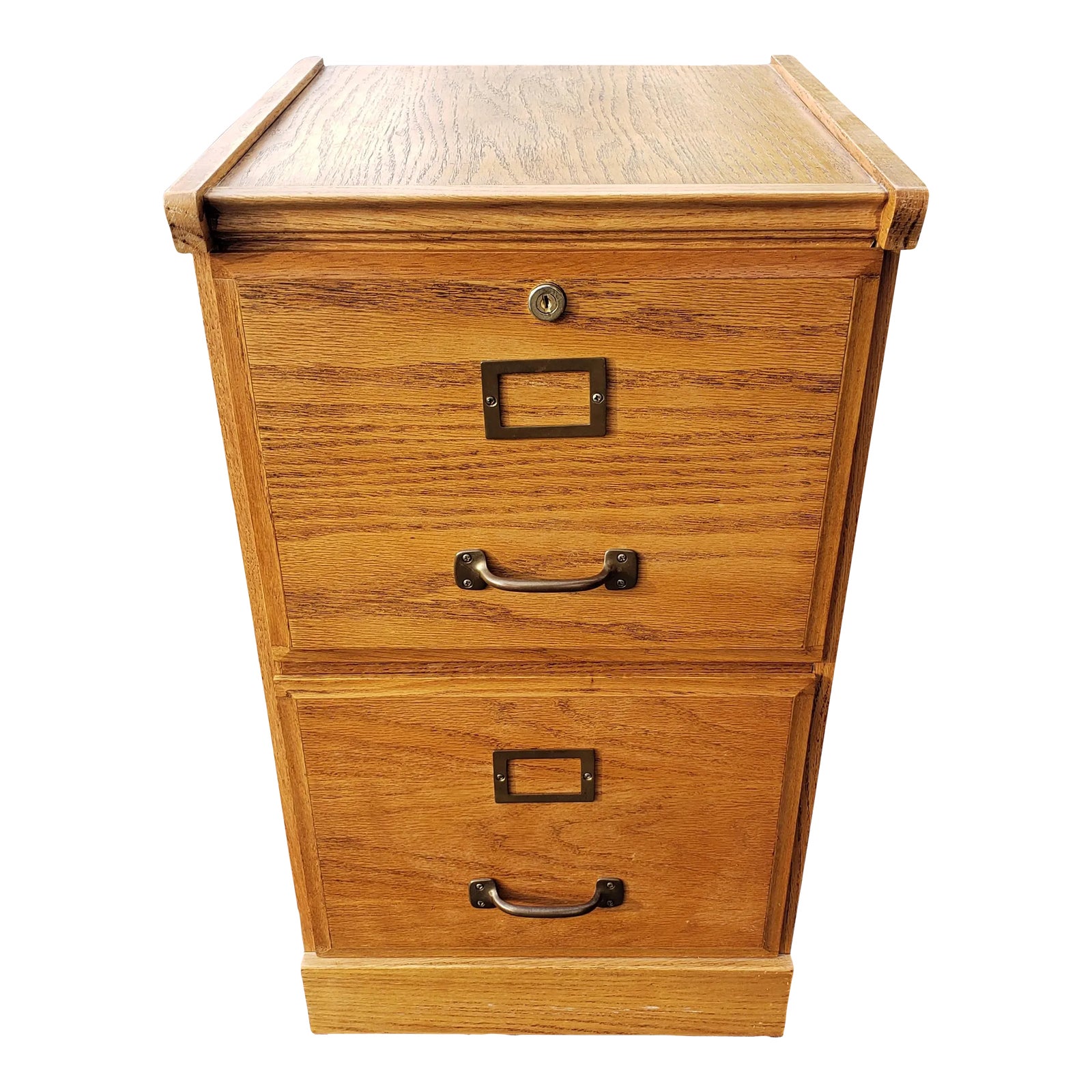 Vintage Two-Drawer Oak Locking Filing Cabinet | Chairish