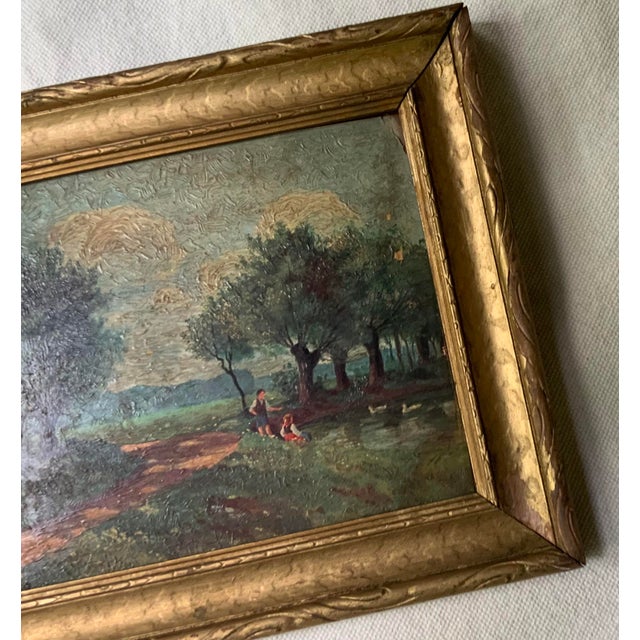 Early 20th Century Post-Impressionist Landscape Oil on Board — Figures ...