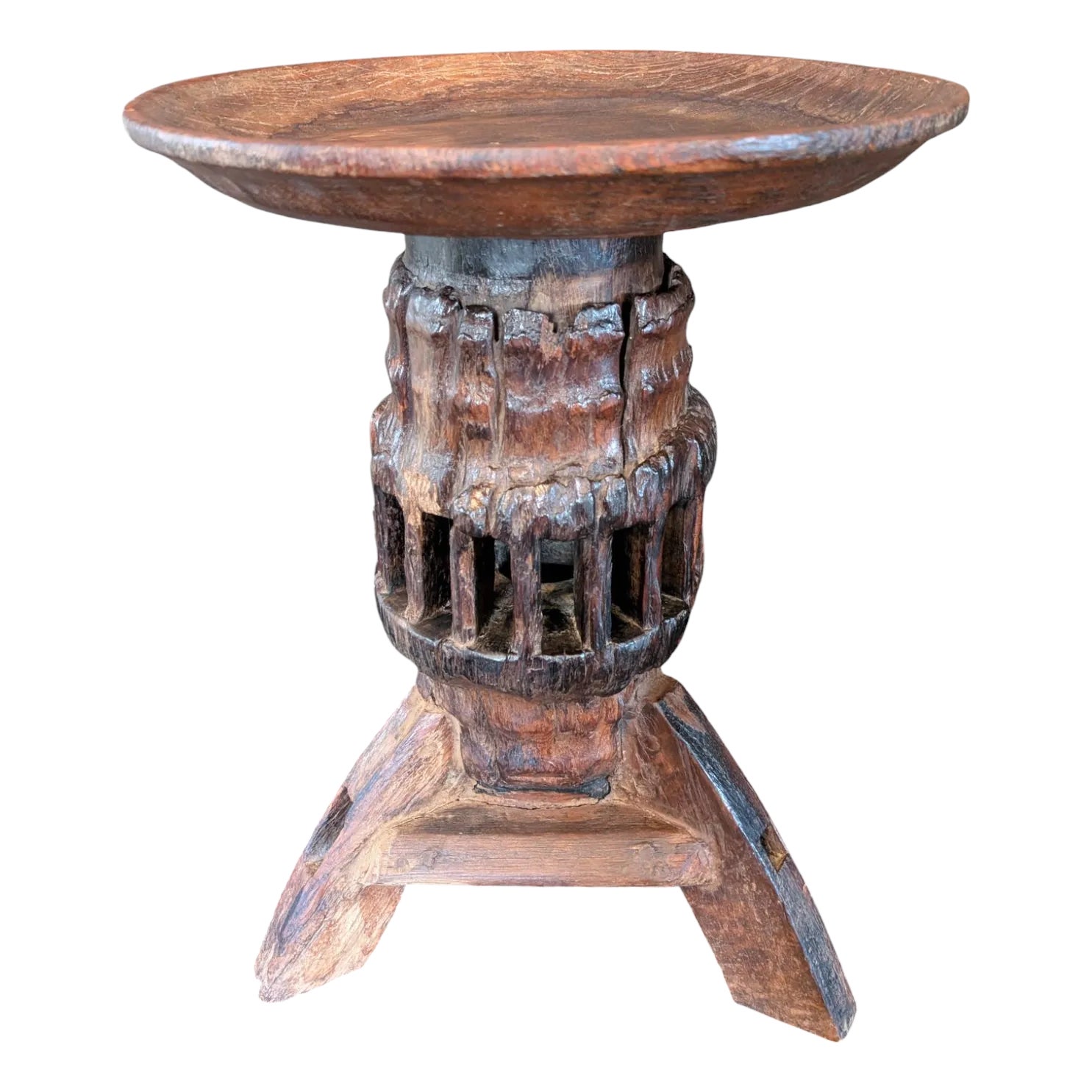 Antique Wagon Wheel Hub Table, Handmade Rustic Table Circa 1800s | Chairish