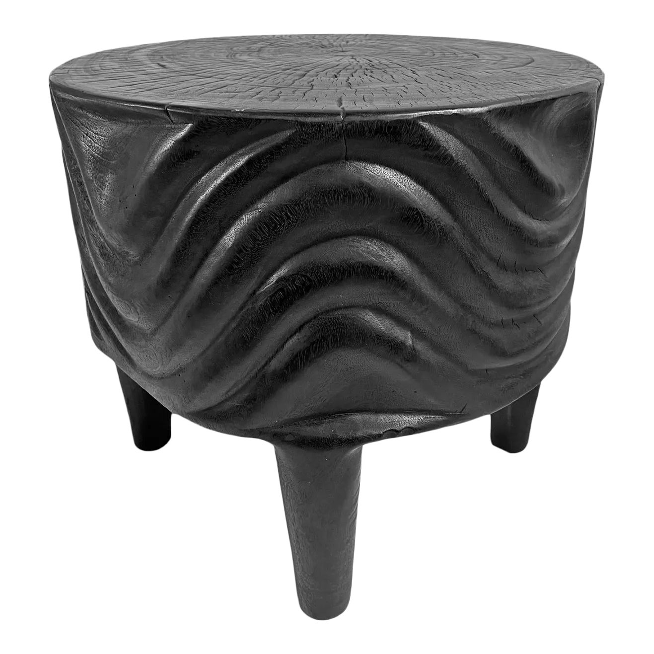 Black Wave Cake Side Table / Stool | Chairish