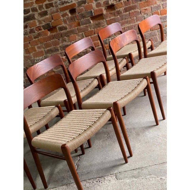 Niels Moller Model 75 Teak & Paper Cord Dining Chairs Set of 8 Denmark ...