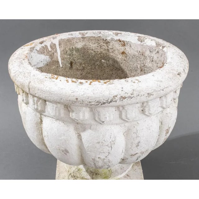 Classical Manner White Painted Cast Stone Urns, Pair | Chairish